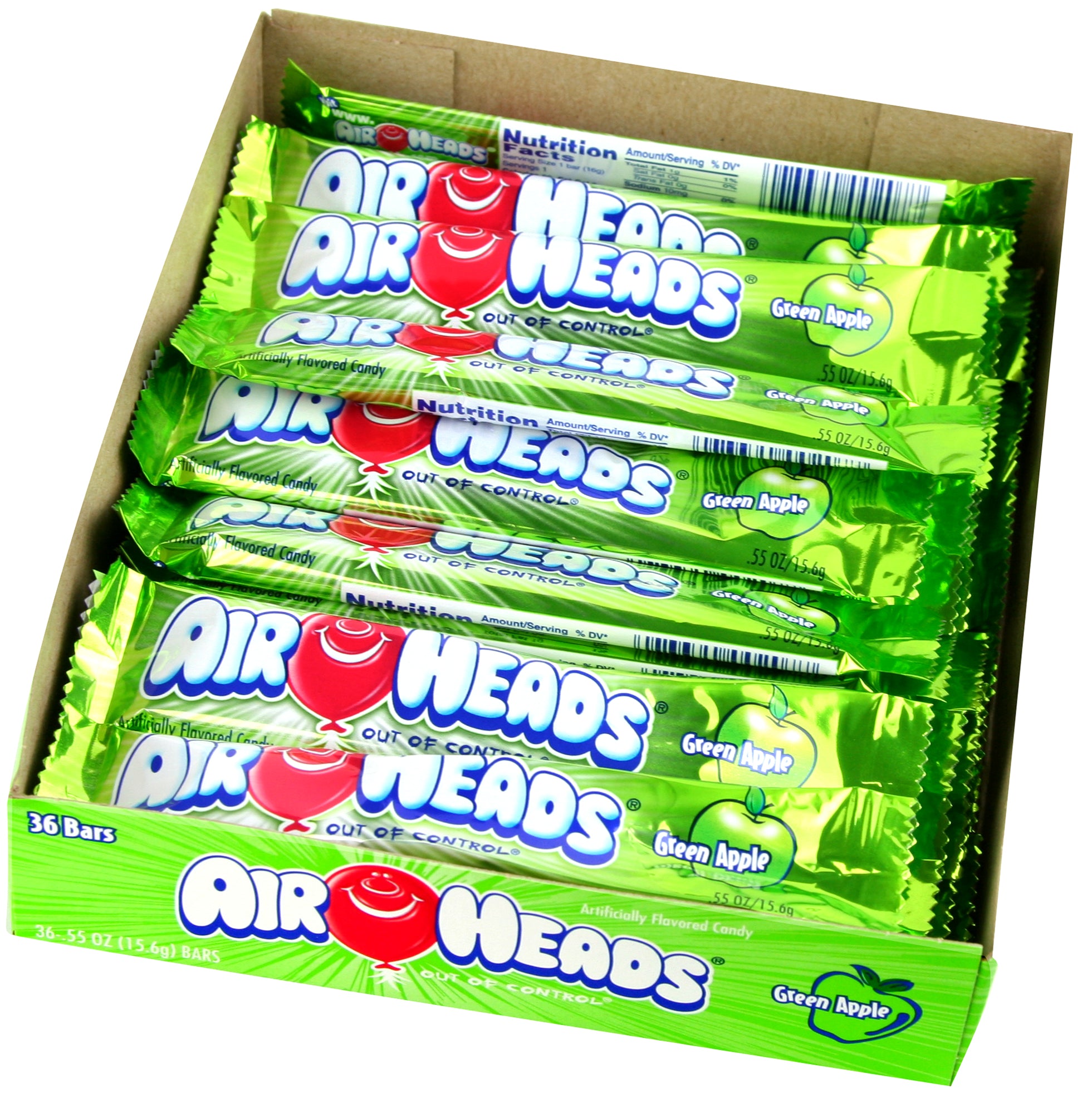 AirHeads Green Apple Taffy Candy Bars - 36CT Box – Oh! Nuts