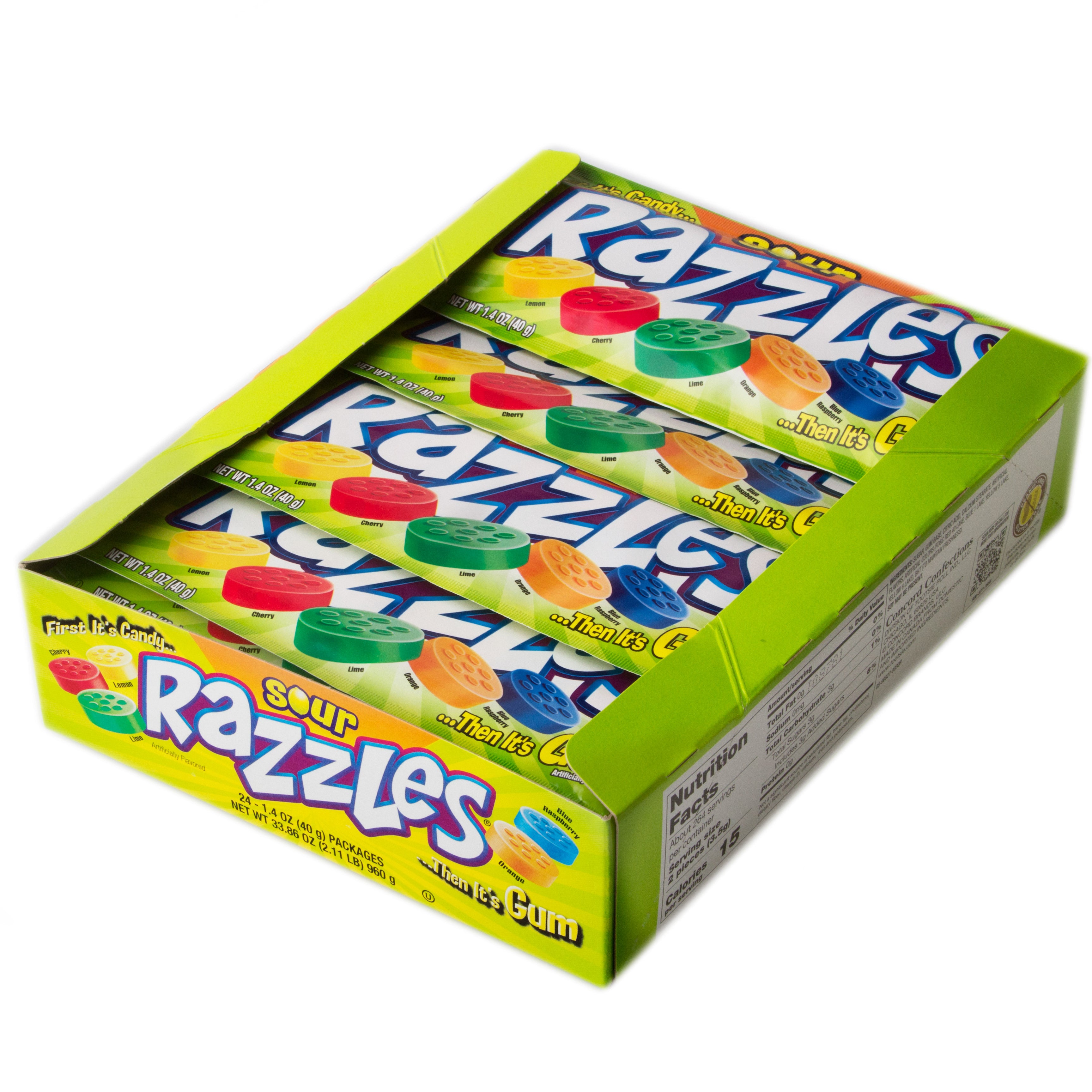 Razzles Sour Candy Gum - 24CT Box – Oh! Nuts