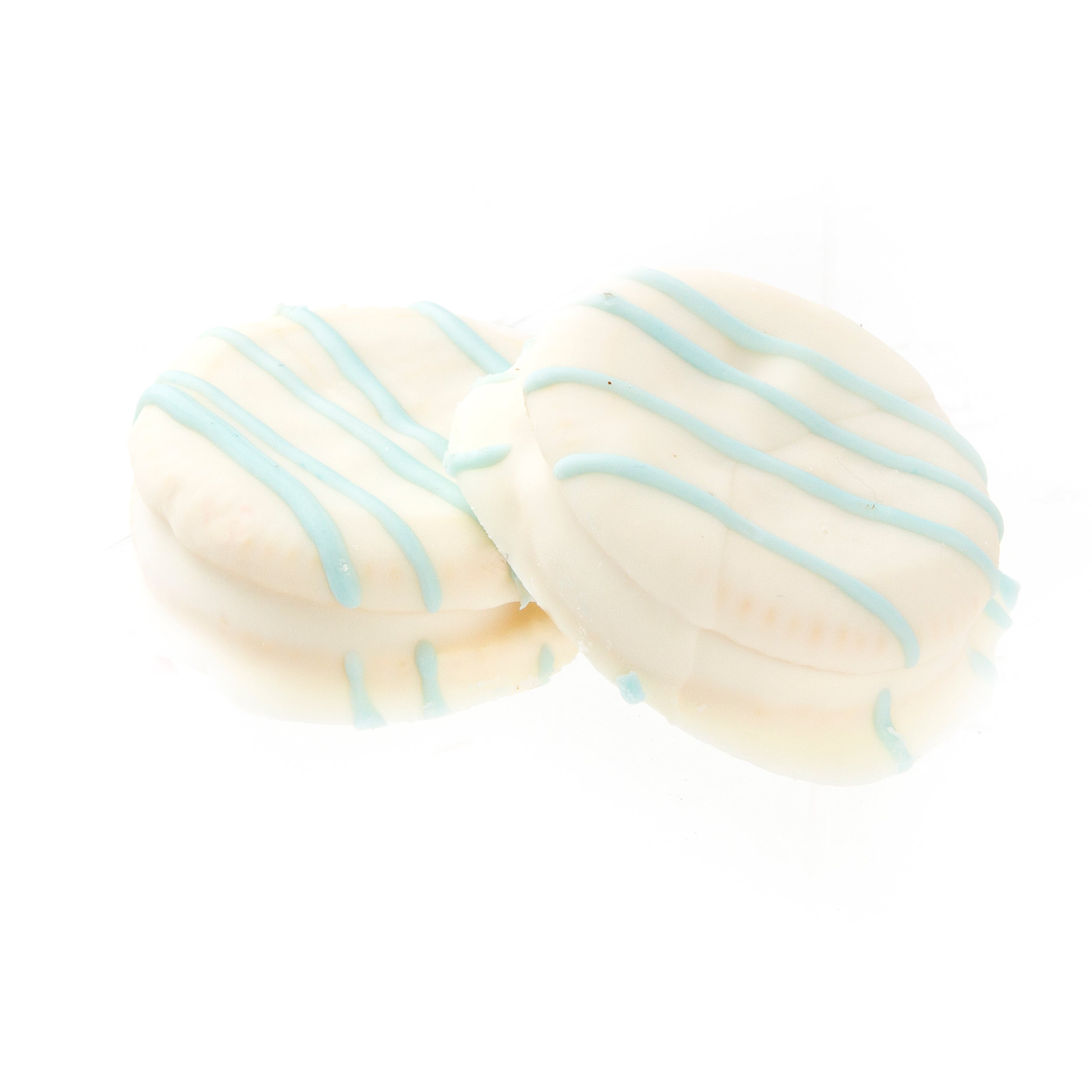 White Chocolate Blue Drizzle Coated Sandwich Cookies – Oh! Nuts
