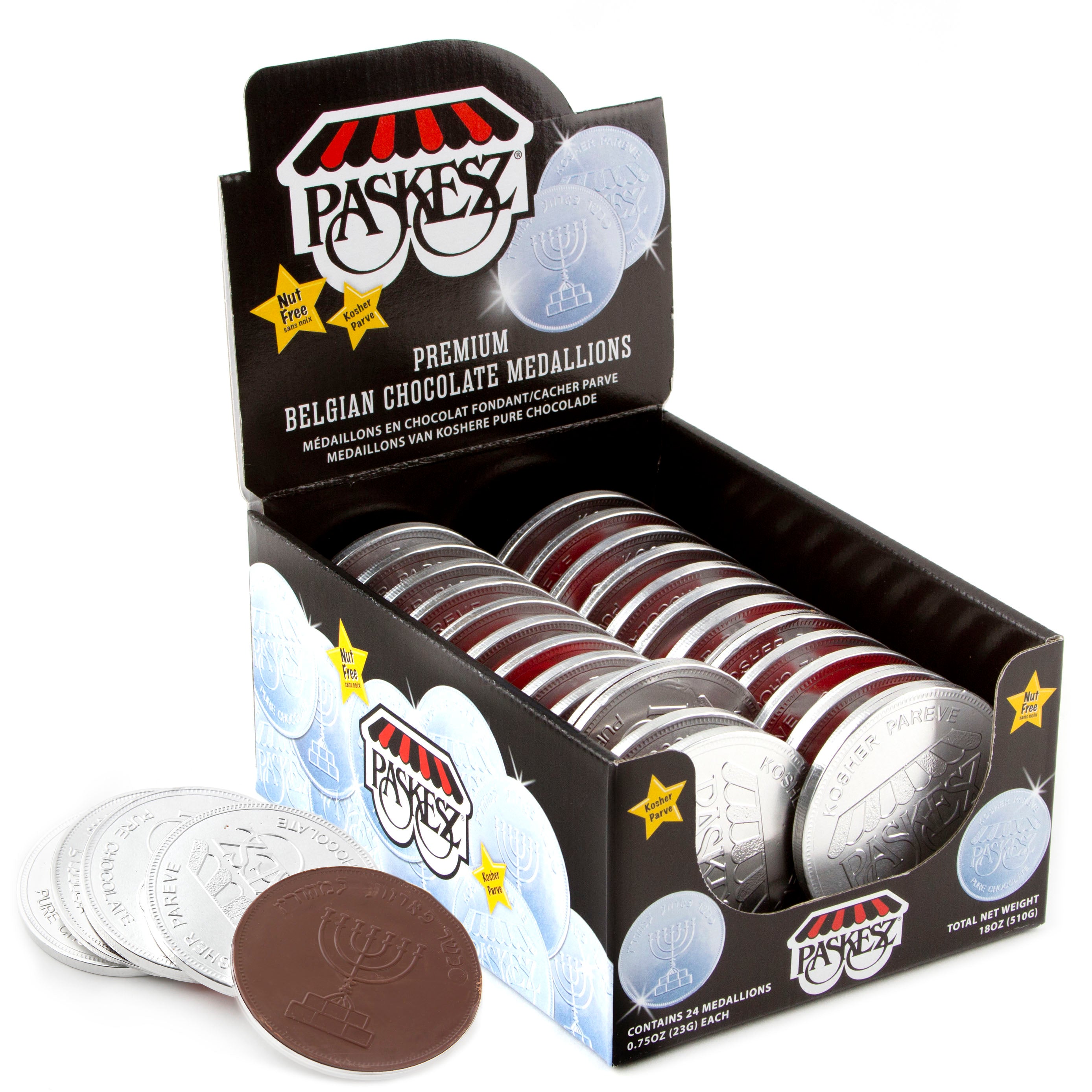Nut-Free Dark Belgian Chocolate Silver Medallions - 24CT Box – Oh! Nuts