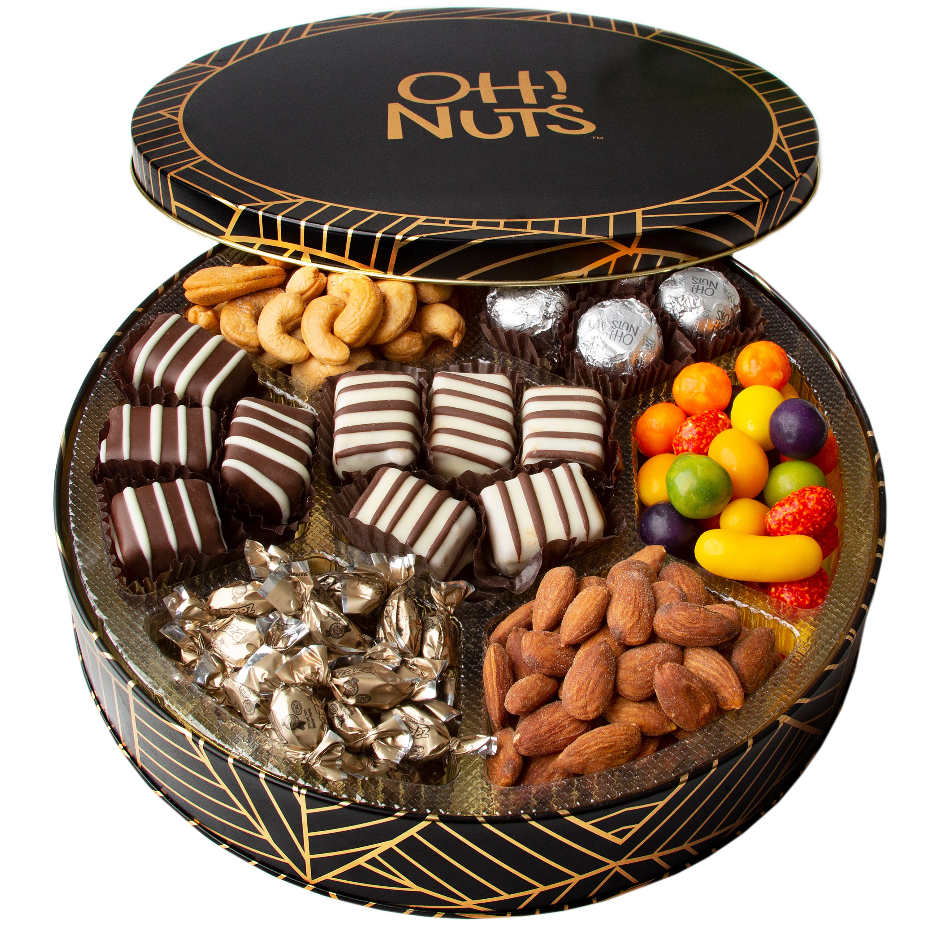 Oh! Nuts Chocolate, Nuts & Candy Round Gift Tin