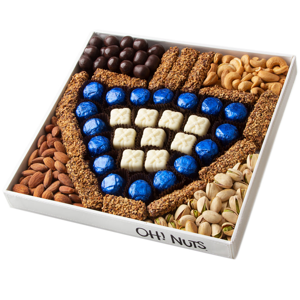Chanukah Dreidel Chocolate & Nuts Leather Gift Basket – Oh! Nuts