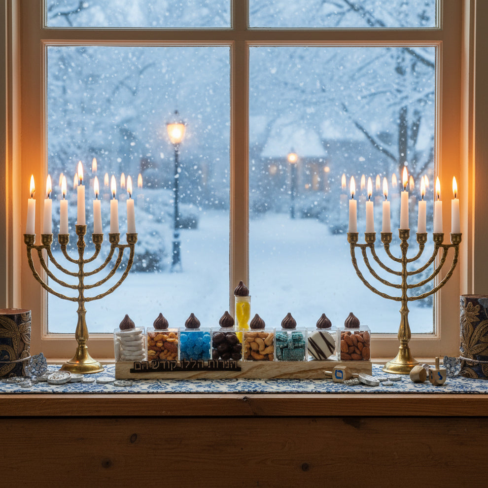 Chanukah Candy Menorah Gift Basket – Oh! Nuts