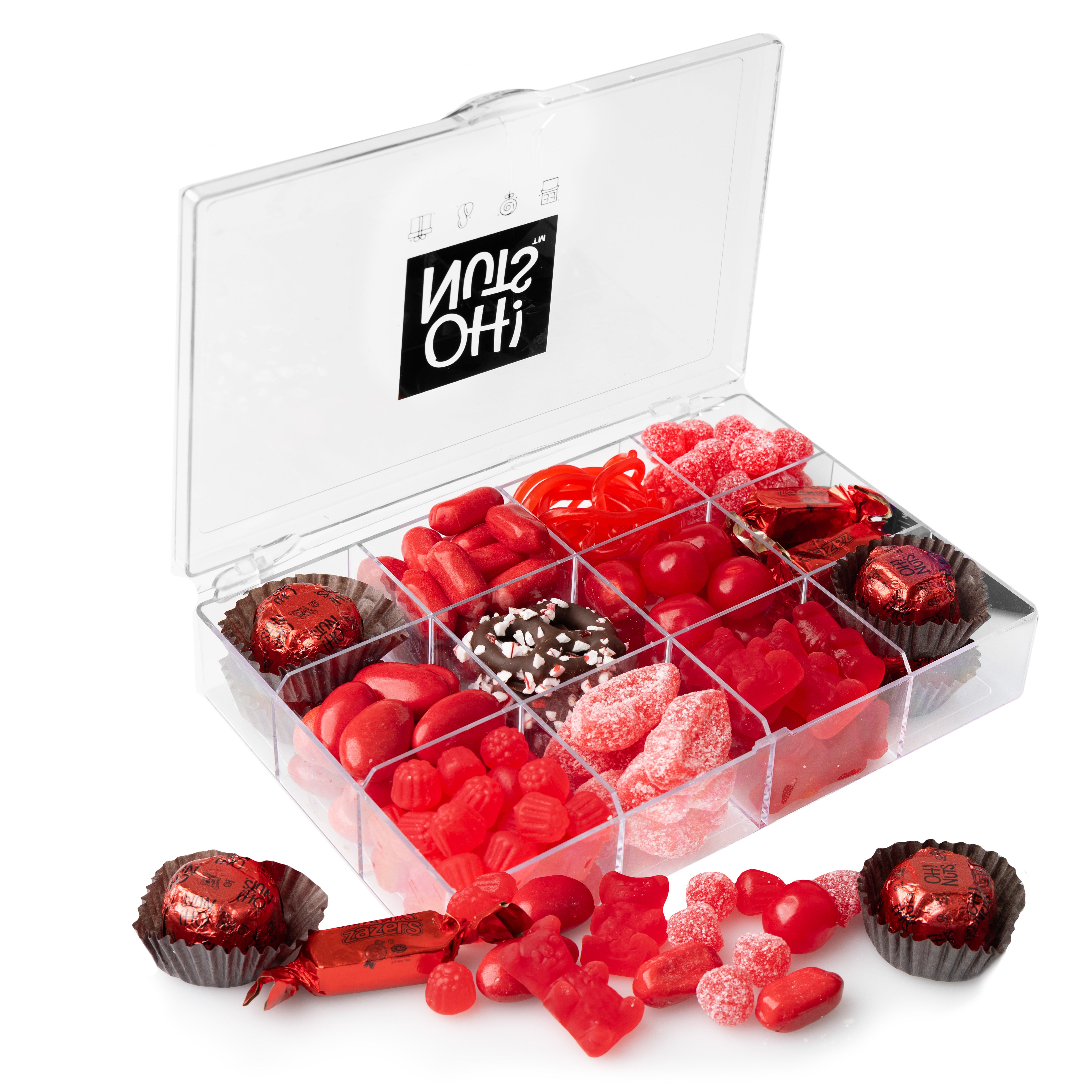 Red Candy & Chocolate Lucite Sectional Gift Basket – Oh! Nuts