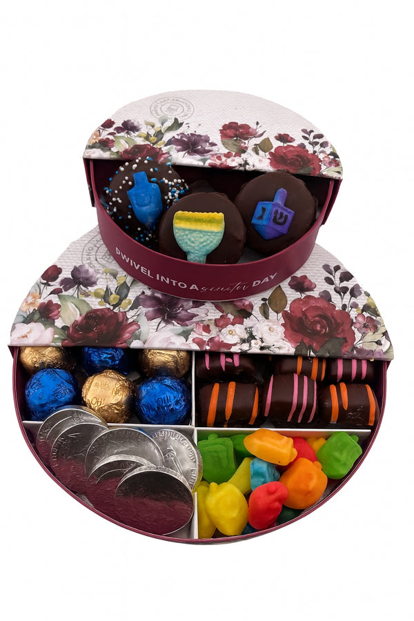 Swivel Round Chanukah Gift Basket | Kosher Treats – Oh! Nuts